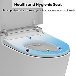 DELUXE LIVING Smart Bidet Toilet,Modern Elongated Tankless Toilet with Soft Closing Heated Seat,Warm Water,Dryer,Auto Flush,Knob and Remote Control,One Piece Toilet for Bathrooms