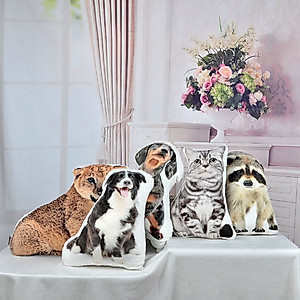 JWH 3D Animal Cat Shaped Accent Pillows Decorative Cushions Lifelike Throw Pillow Pet Creative Stuffed Plush Girls Boys Gifts Home Bed Living Room Office Farmhouse Sofa Couch Decor