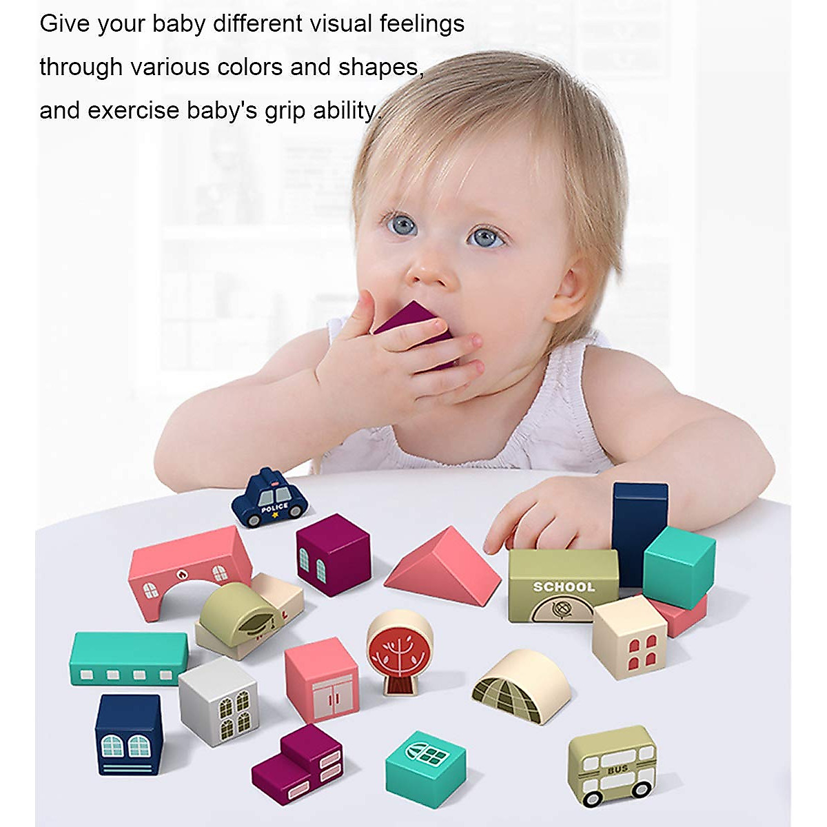 120PCS Wooden Blocks, Preschool Learning Educational Toys, Wooden Toddler Toys with City Map Construction, Stacking Blocks for 3+ Years Old Kids Boys Girls Children (Multicolored)