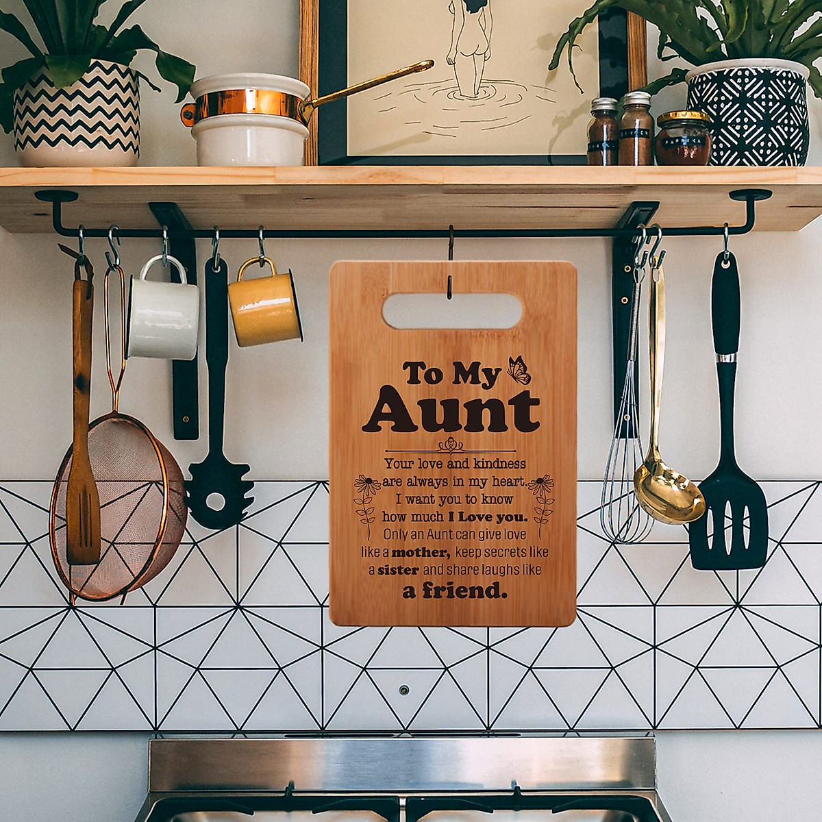 MY-ALVVAYS Aunt Gifts, Aunt Gifts from Niece, Gifts for Auntie, Best Aunt Ever Gifts, Aunt Birthday Gifts, Your Love and Kindness are Always in My Heart, Bamboo Cutting Board Gift, 7"x 11", MCB009