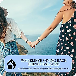 Lokai Silicone Beaded Bracelets for Women & Men - Couples Bracelets, Black & White Matching Bracelets - Small, 6 Inch Circumference - Jewelry Fashion Bracelet Slides-On for Comfortable Fit