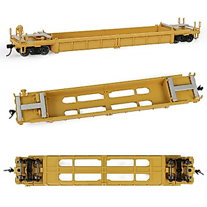 Evemodel C8749 1pc HO Scale 40ft Well Car 1:87 Concave Bottom 40' Flat Car Wagon (1pc - Yellow)