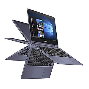 Asus VivoBook Flip Thin and Light 2-in-1 Laptop - 11.6-inch HD Touchscreen, Intel Dual-Core Celeron N3350 Processor, 4GB RAM, 64GB eMMC Storage, Windows 10 in S Mode, Office 365 - J202NA-DH01T (Renewed)