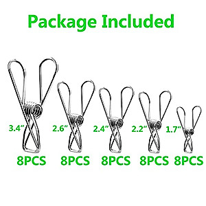 TANOMA Clothespins, 40 Pack Laundry Chip Clips for Food Package, Clothes Pins, Outdoor Clothesline