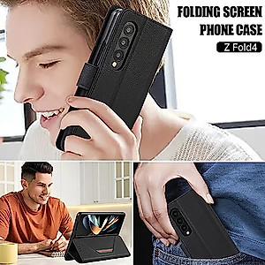 Smartphone Flip Cases Kickstand Case for Samsung Galaxy Z Fold 4 5G Case,Premium PU Leather Wallet Case with Card Holder,Magnetic Closure Shockproof Case Full Body Protection Phone Cover Case Flip Cas