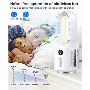 let'me Desk Fan, 13 Inch Bladeless Fan 4400mAh Battery Operated Fan Small Office Fan, USB Portable Fan With Comfy Wind, Desk Fans MINI Quiet with 3 speeds Touch Control for Office Bedroom Dorm