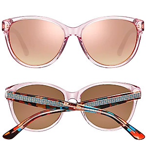 CARFIA Pink Mirrored Cateye Sunglasses for Women Polarized UV Protection, Handcrafted Acetate Frame with Embossed Wire Core