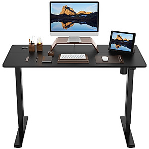 FLEXISPOT Standing Desk Height Adjustable Desk Electric Sit Stand Desk 48 x 24 Inches Home Office Desks with Whole Piece Desk Board (Black Frame + Black Top)