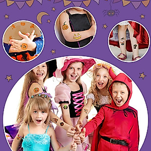 Partywind 204 PCS Glitter Halloween Tattoos for Kids Treats, Halloween Party Decorations Supplies for Boys Girls, Tattoo Stickers for Halloween Goodie Bag Stuffers (Individually Wrapped Sheets)