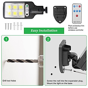 Solar Outdoor Lights - Solar Motion Lights Outdoor IP65 Waterproof with Remote Control, 72COB Outdoor Solar Lights for Yard, Driveway, Garden, Parking Lot, Garage,Pathway