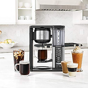 Ninja CM401 Specialty 10-Cup Coffee Maker, with 4 Brew Styles for Ground Coffee, Built-in Water Reservoir, Fold-Away Frother & Glass Carafe, Black