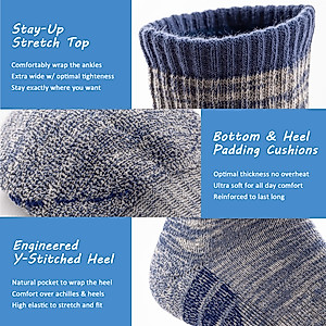 u&i Men's Performance Cushion Cotton Athletic Quarter Crew Socks