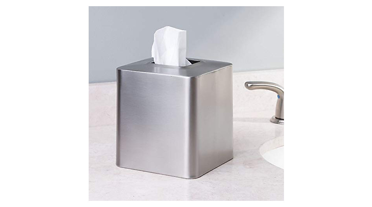 mDesign Steel Tissue Box Cover - Modern Bathroom Decor