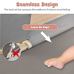 BABY JOY Bed Rail for Toddlers, 57’’ Extra Long, Height Adjustable & Foldable Baby Bed Rail Guard w/Breathable Mesh & Double Safety Child Lock for Kids Twin Double Full Size Queen King Mattress, Gray
