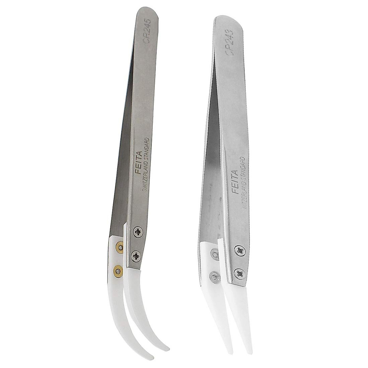 Ceramic Tweezer Set - FEITA Ceramic Precision Tweezers for Electronic Repair, DIY Hobbies - NO MORE BROKEN TIPS! (2-Pcs)