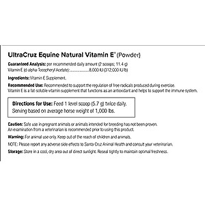 UltraCruz Equine Natural Vitamin E Supplement for Horses, 4 lb, Powder (158 Day Supply)