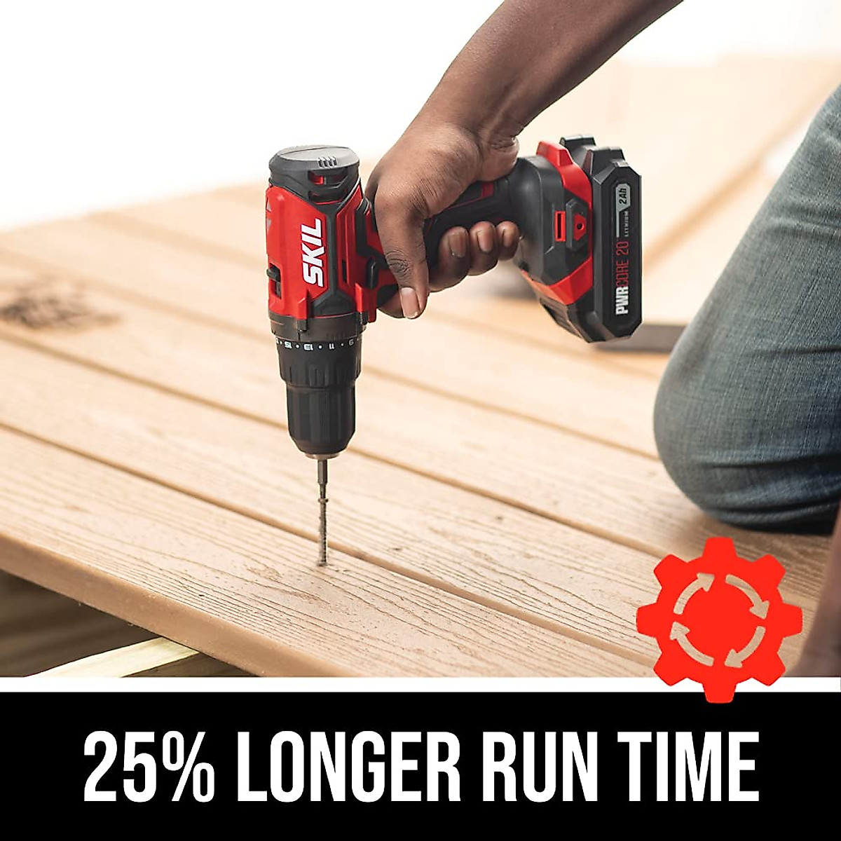 SKIL 20V 1/2 Inch Cordless Drill Driver Includes 2.0Ah PWR CORE 20 Lithium Battery and Charger - DL527502