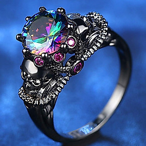 Jude Jewelers Retro Vintage Skull Gothic Statement Promise Cocktail Party Biker Ring (Fire, 8)
