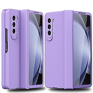 INGIDO Designed for Samsung Galaxy Z Fold 5 Case with Hinge Protection, Ultra-Thin Hard PC Fold 5 Case with Front Screen Protector All-Inclusive Case for Galaxy Z Fold 5 (2023), Purple