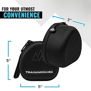 Training Mask Hard Carry Case with Quick Zip Pouch - Internal Soft Webbing for Any Workout, Cardio and Endurance, Fitness, Breathing Resistance, Running (Black)