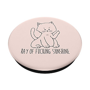 Salty Cat Ray Fucking Sunshine Flipping Off Cute Animal Adul PopSockets PopGrip: Swappable Grip for Phones & Tablets
