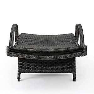 Christopher Knight Home Salem Outdoor Wicker Armed Chaise Lounge, Grey