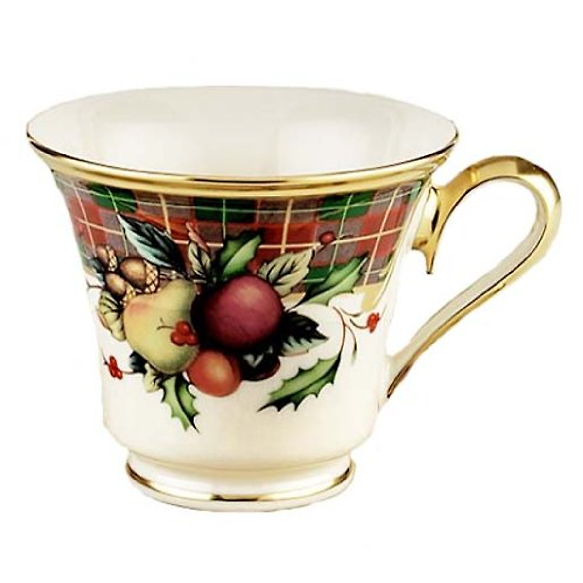 Lenox Holiday Tartan Gold Banded Ivory China Cup