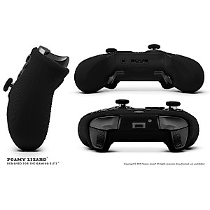 Foamy Lizard Elite Series 2 Studded Grip Skin for Xbox One Elite Series 2 Controller (NOT for Series X/S/Elite 1) Sweat Free Silicone w/Flat Top Anti-slip Studs + 8 QSX-Elite Thumb Grips (Black)