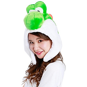 SAZAC Super Mario Bros. Adult Fluffy Beanie Soft Warm Costume Cap - Yoshi