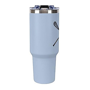 Lacrosse Sticks Crossed 40 Oz Car Cup Stainless Steel Travel Mug Leak-Proof Insulated Tumbler with Handle Light Rose Red-style