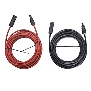 WFLNHB 30FT 12AWG Black + Red 12 Gauge Solar Panel Extension Cable Wire with Female and Male Connector Solar Connector