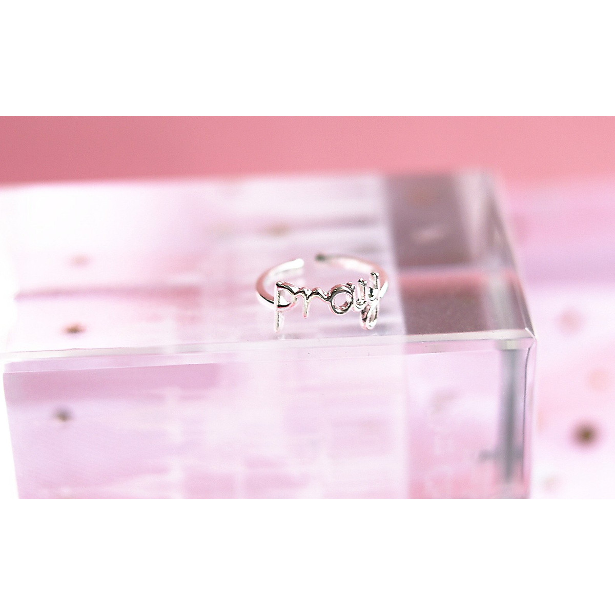 Helen de Lete Fashion English Letter Pray Sterling Silver Open Ring