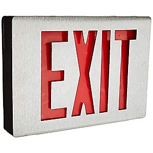 Lithonia Lighting LE S 2 R LED Exit Sign, 2 watts, Silver