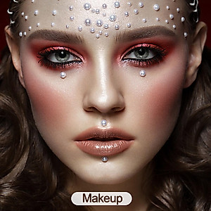 BlingKingdom 660pcs Self Adhesive Pearl Stickers Flat Back Pearls for Craft Hair Face Makeup Nail Cell Phone Scrapbooking Decor, 4 Size 3mm/4mm/5mm/6mm (White)