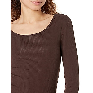 Amazon Essentials Sweater for Women, Long Sleeve Slim-Fit Rib Scoop Neck (Available in Plus Size), Pack of 2, Eggshell White/Espresso, X-Large