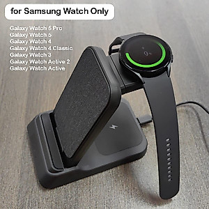 Wireless Charger for Samsung, 3 in 1 Charging Station for Samsung Galaxy S23 Ultra/S22/S21/S20/Note 20/Z Flip 5/Z Fold 5/Buds, Watch Charger for Galaxy Watch 6/5/4/3/Active 2/1