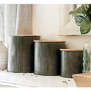 Farmhouse Kitchen Canisters for Countertop - Approx. 5, 4 & 2 Quart / Canisters Sets for the Kitchen / Rustic Home Decor / Modern Farmhouse Decor