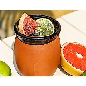 Handmade con Amor – Set of 2, 20 oz Artisan Handmade Authentic Mexican Clay Cantaritos, Glazed Rim and Interior, Black