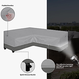 Easy-Going Outdoor L-Shaped Sectional Sofa Cover 83"X104" UV Resistant Patio Sectional Couch Cover Waterproof Lawn Patio Furniture Cover (Left Facing, Gray/Dark Gray)