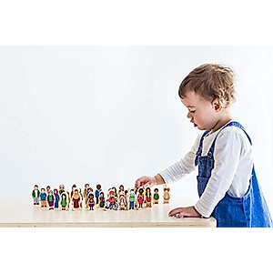 The Freckled Frog - FF420 My Family - Set of 30 - Ages 1+ - Inclusive Wooden Blocks for Toddlers – Includes Grandparents, Moms, Dads and Children Around the World - Double-Sided