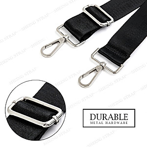Wide Shoulder Strap Adjustable Replacement Belt Guitar Style Cross Body Handbag Purse Strap (Classic Black (Silver Hardware))