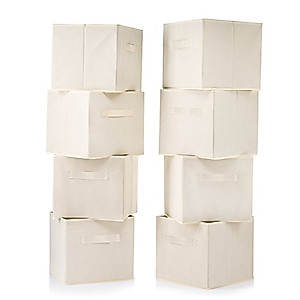 (8 PACK) Foldable storage boxes - Cube Basket storage bins - Beige collapsible
