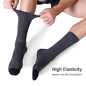 CelerSport 6 Pack Men's Athletic Crew Socks, Work Boot Socks with Full Cushion, Grey, Shoe Size: 9-12