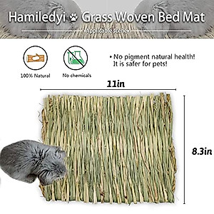 Grass Mat Woven Bed Mat for Small Animal 5 Grass Mats Bunny Bedding Nest Chew Toy Bed Play Toy for Guinea Pig Parrot Rabbit Bunny Hamster Rat