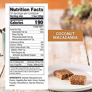 Prolon Fast Bars | Keto, Gluten Free, Dairy Free, Plant Based Protein, Intermittent Fasting Bars | Developed to Not Break Your Fast | Coconut Macadamia Nut, 12 Ct