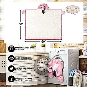 Flamingo Wearable Hooded Blanket for Adults – Pink Fuzzy Super Soft Warm Cozy Plush Flannel Fleece & Sherpa Hoodie Throw Cloak Wrap - Flamingo Gifts for Women Adults Girls and Kids