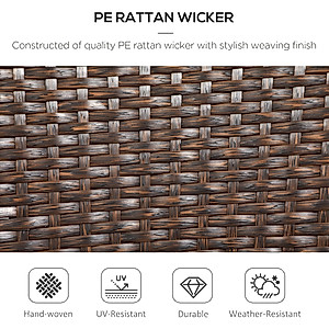 Outsunny Stackable PE Rattan Outdoor Dining Chairs with Cushions, Set of 2 Patio Wicker Dining Chairs with Armrests and Backrest for Patio, Deck, Blue