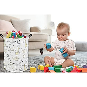 HIYAGON Baby Laundry Hamper Basket Baby Hamper for Nursery Boy and Girl Cute Kids Toys Storage Bin Organizer Animal Room Decor(Animals)