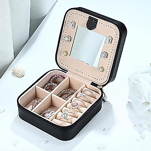 Parima Travel Jewelry Case for Women Girls, M Initial Travel Jewelry Case | Small Jewelry Travel Case | Personalized Travel Mini Jewelry Case | Gifts for Women Friends Mom Grandma - Letter M, Black