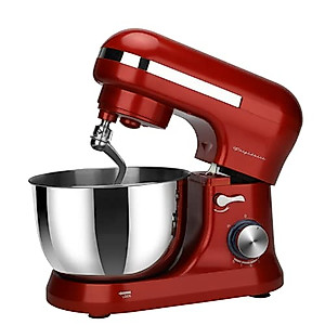 FRIGIDAIRE ESTM020-RED Retro Electric Stand Mixer, 4.75 Quart / 4.5L, 8 Speeds with Whisk, Dough Hook, Flat Beater Attachments, Splash Guard (RED)